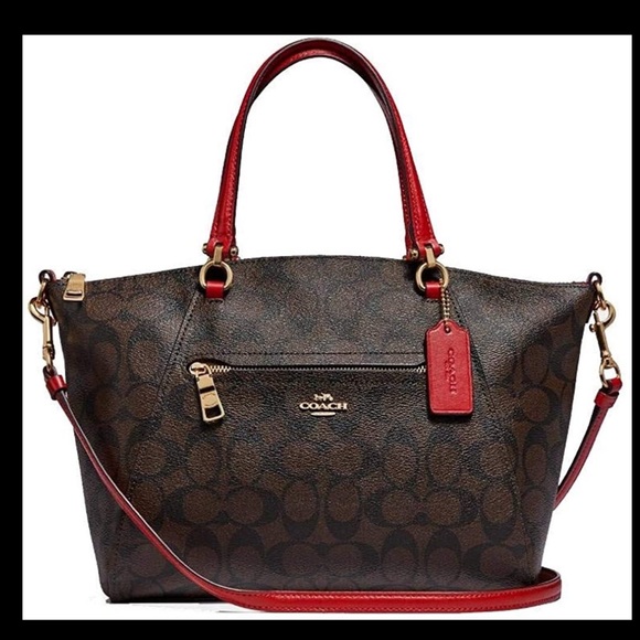 Coach | Bags | Coach Brown And Red Tote With Checkered Pattern And ...
